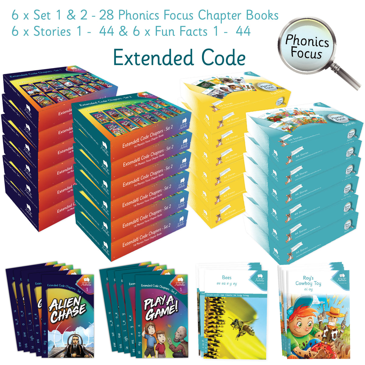 Extended Code Complete Classroom Set - 6 Sets (Phonics Focus Stories ...